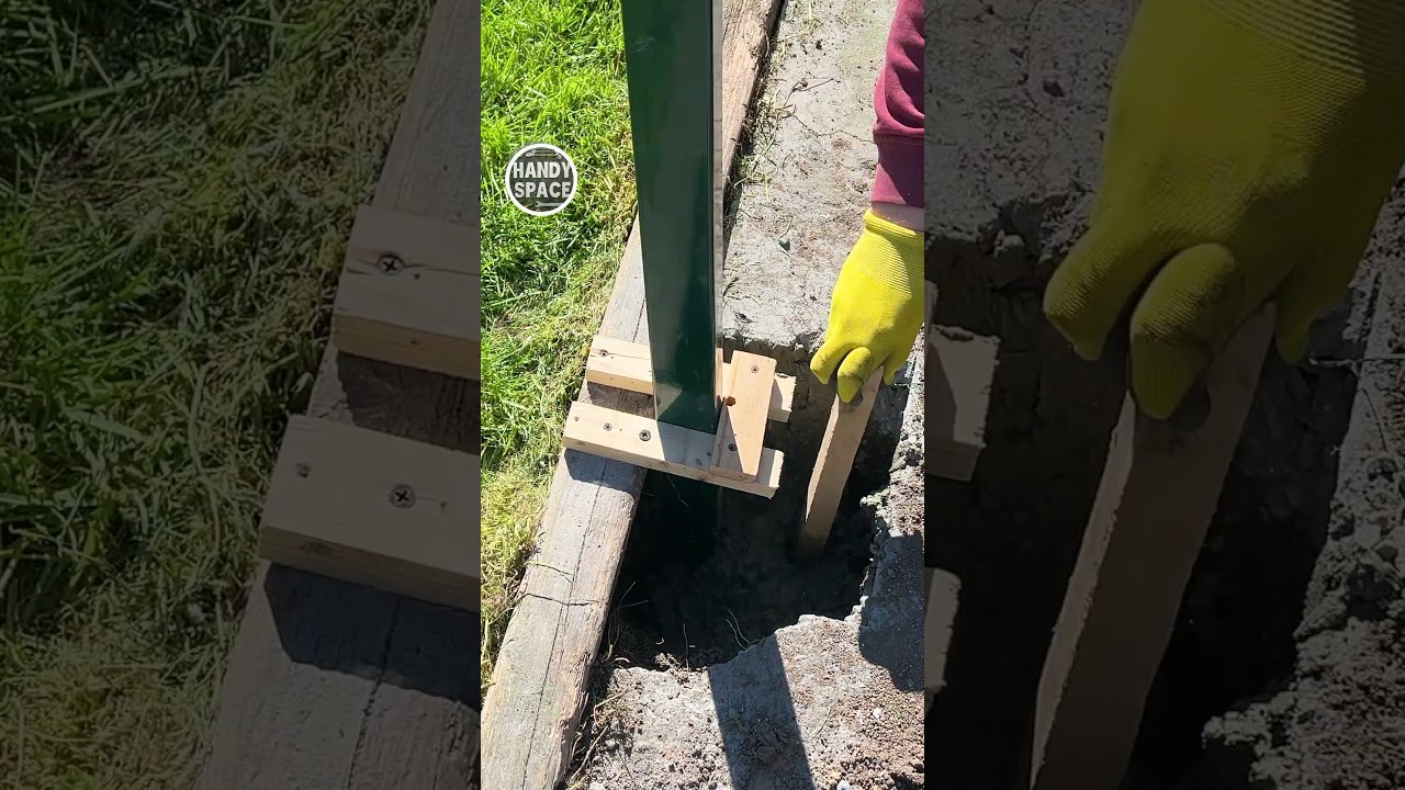 Smart Technique for Concreting Steel Fence Posts Using Bricks and Stones!