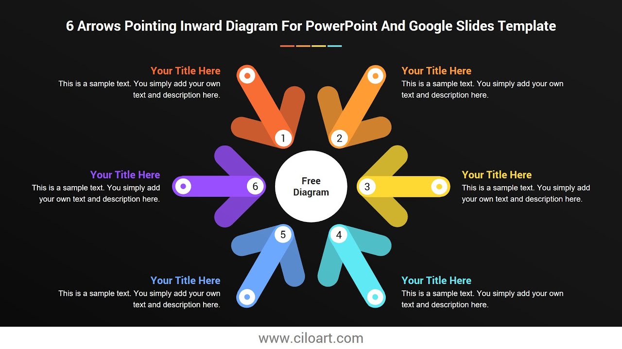 6 Arrows Pointing Inward Diagram For PowerPoint And Google Slides Templates. | Free Template