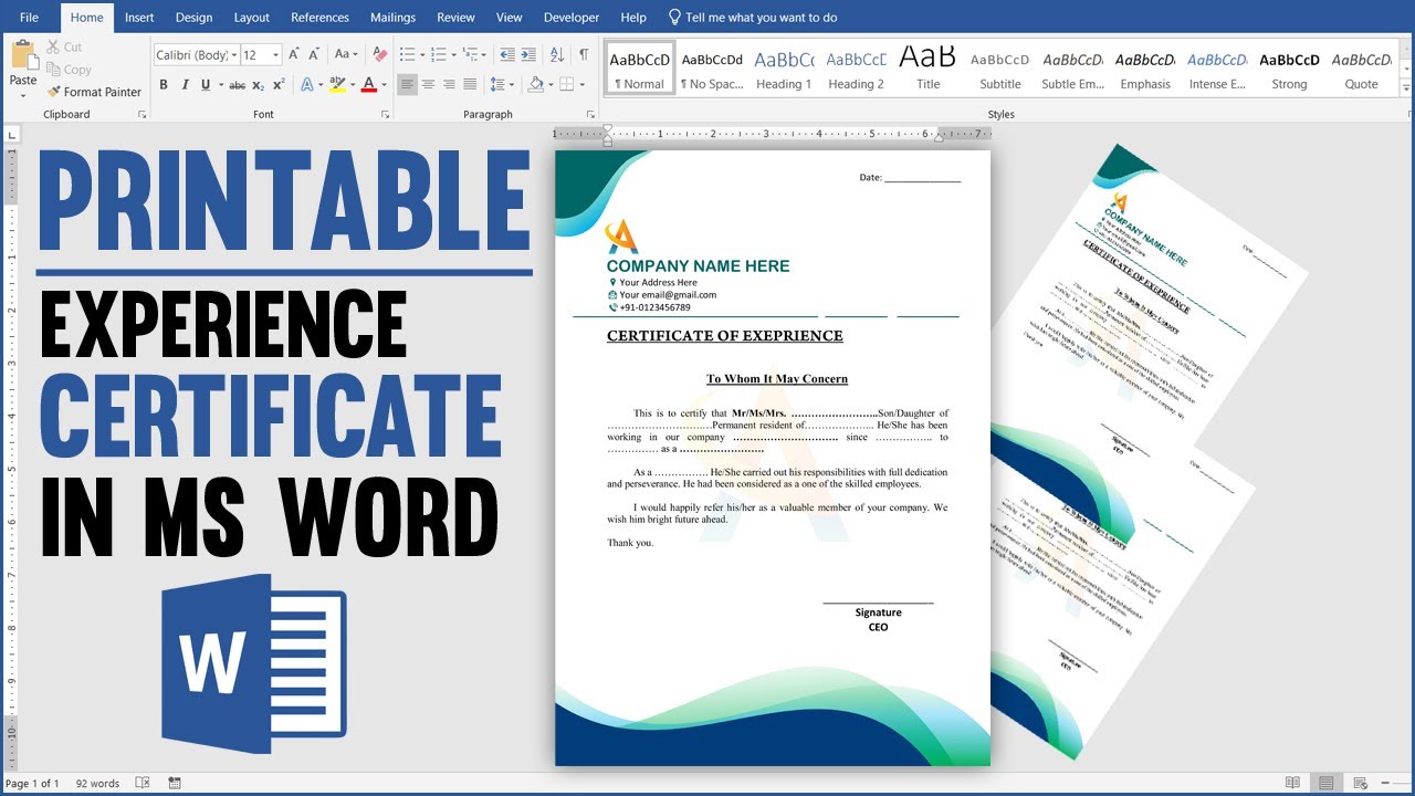 How to Make Experience Certificate in Microsoft Word 2022 || Experience Letter in Ms Word
