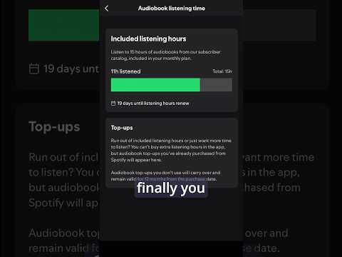 How to see how many audiobook hours you have left on Spotify Premium. #Spotify #Audiobook