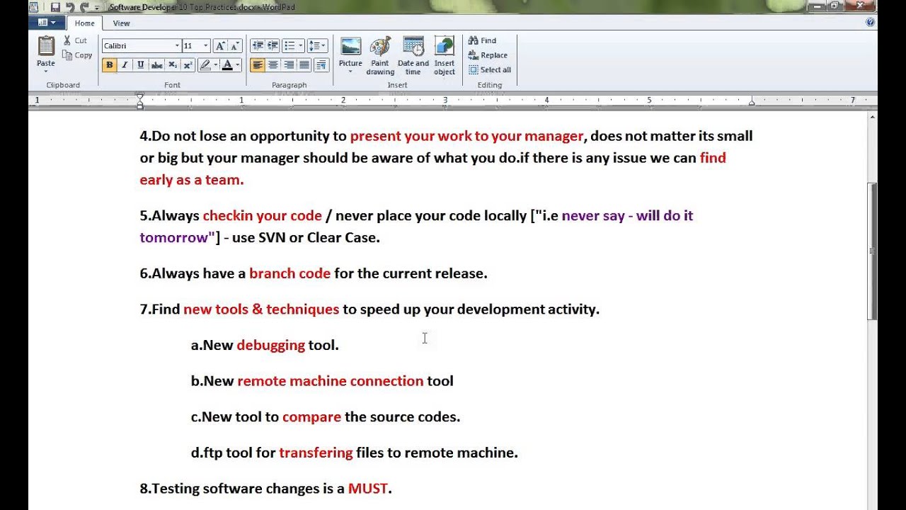 Top 10 Best Practices for a Software Developer