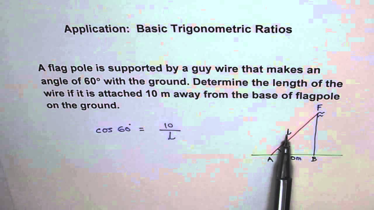 Trigonometry Application -- Flag Guy Wire Length