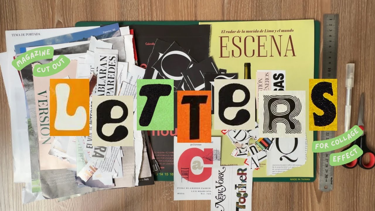 a rant about fast art • magazine cut out letters for collage effect + free pack