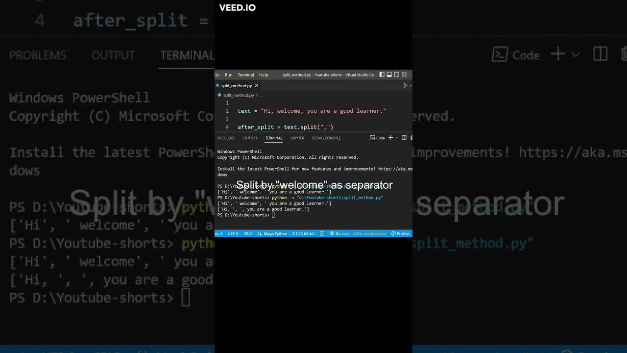 split() method in python | #shorts