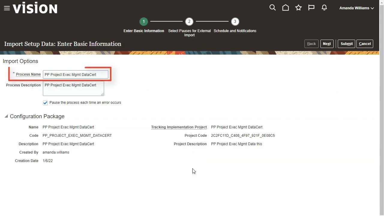 Setup | Import setup data from configuration packages