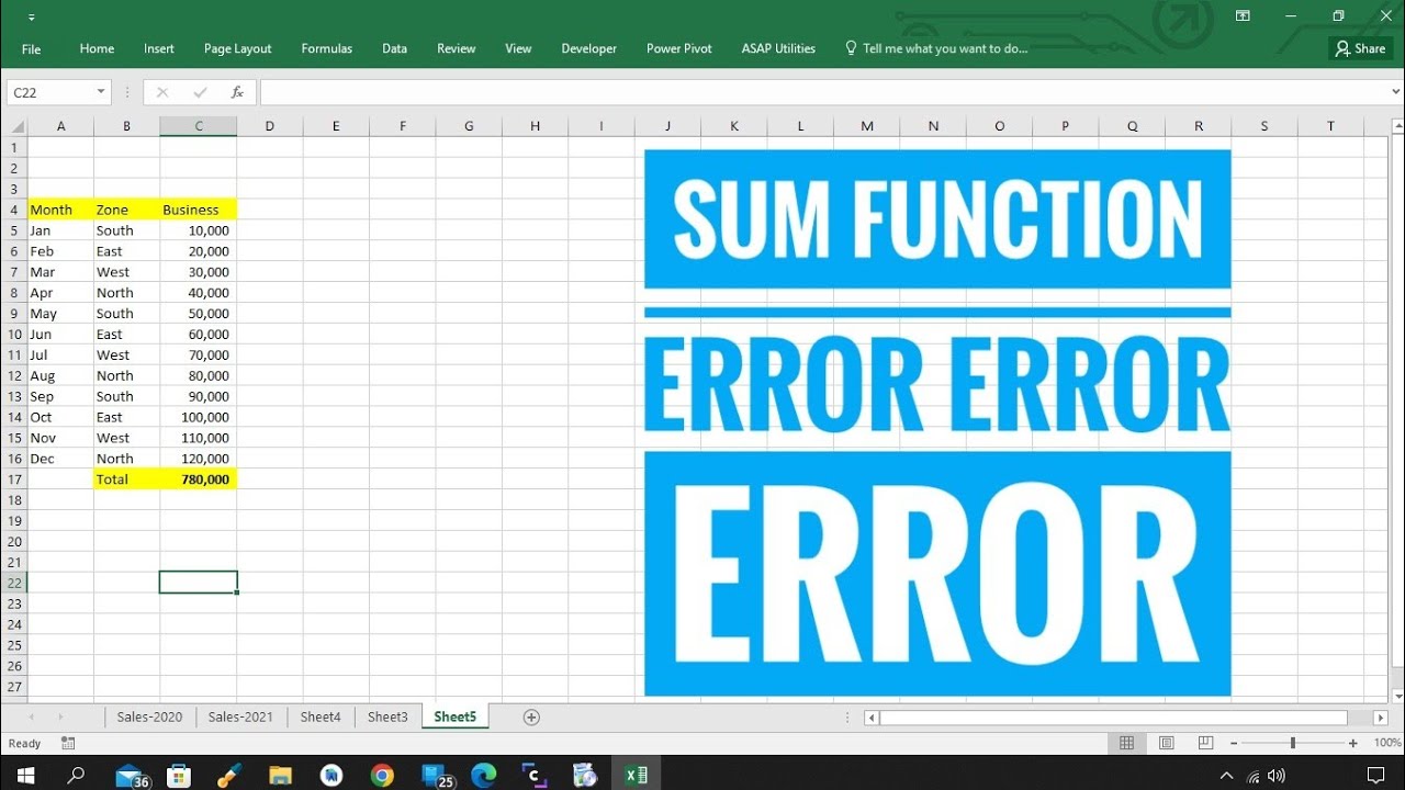 Hidden Error Of Sum Function In Excel