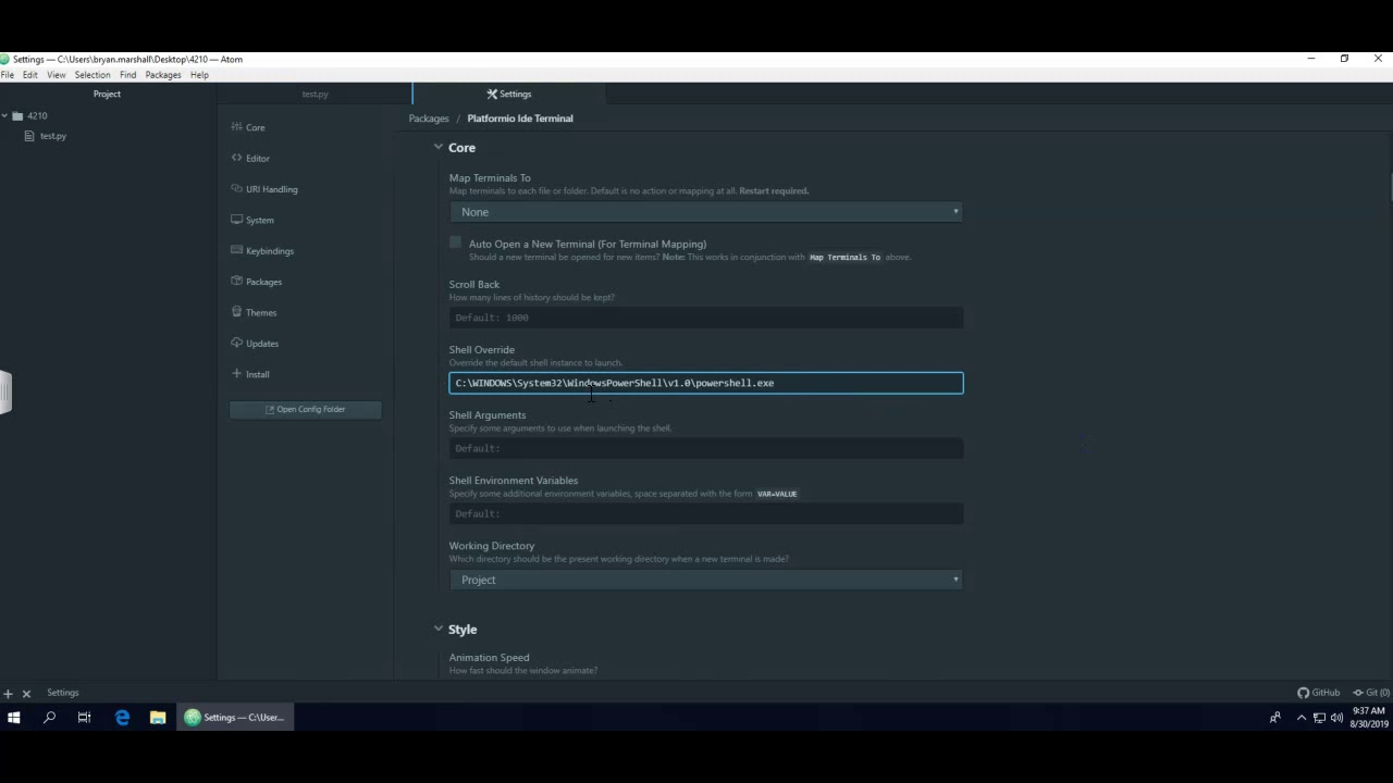 Basic Atom Install with Python