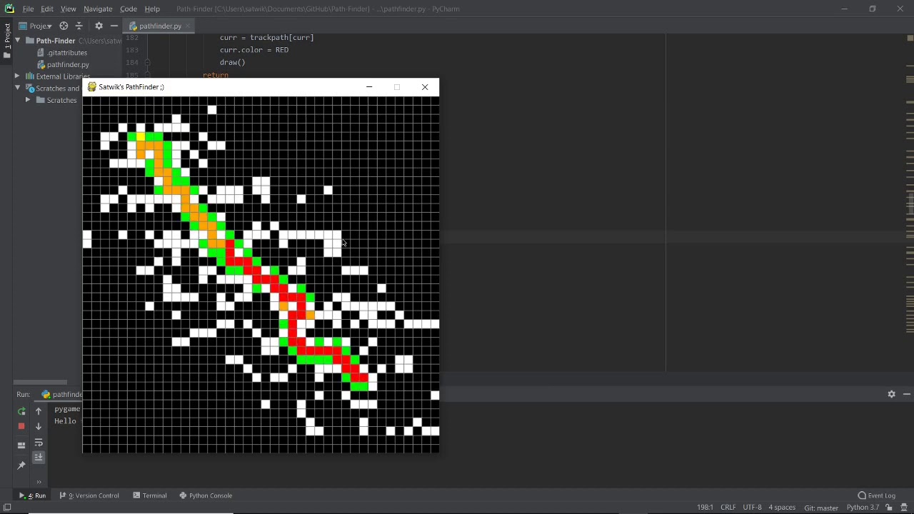 Path Finder Using pygame module in python