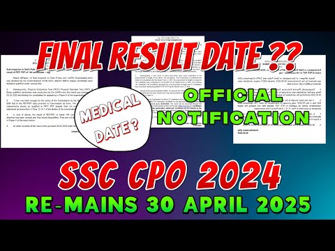 SSC CPO 2024 RE-MAINS DATE | MEDICAL DATE | FINAL CUT OFF ??