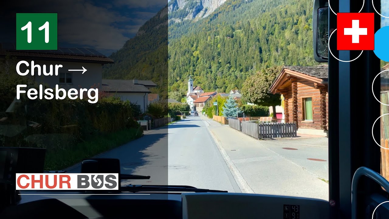[4K] 🇨🇭 Cab Ride: CHUR BUS | 11: Chur → Felsberg | MAN Lion's City 18 C Hybrid