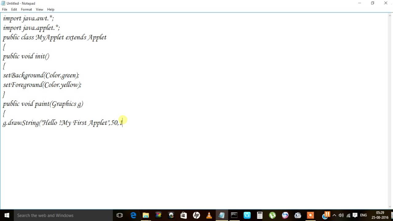 applet programming in java