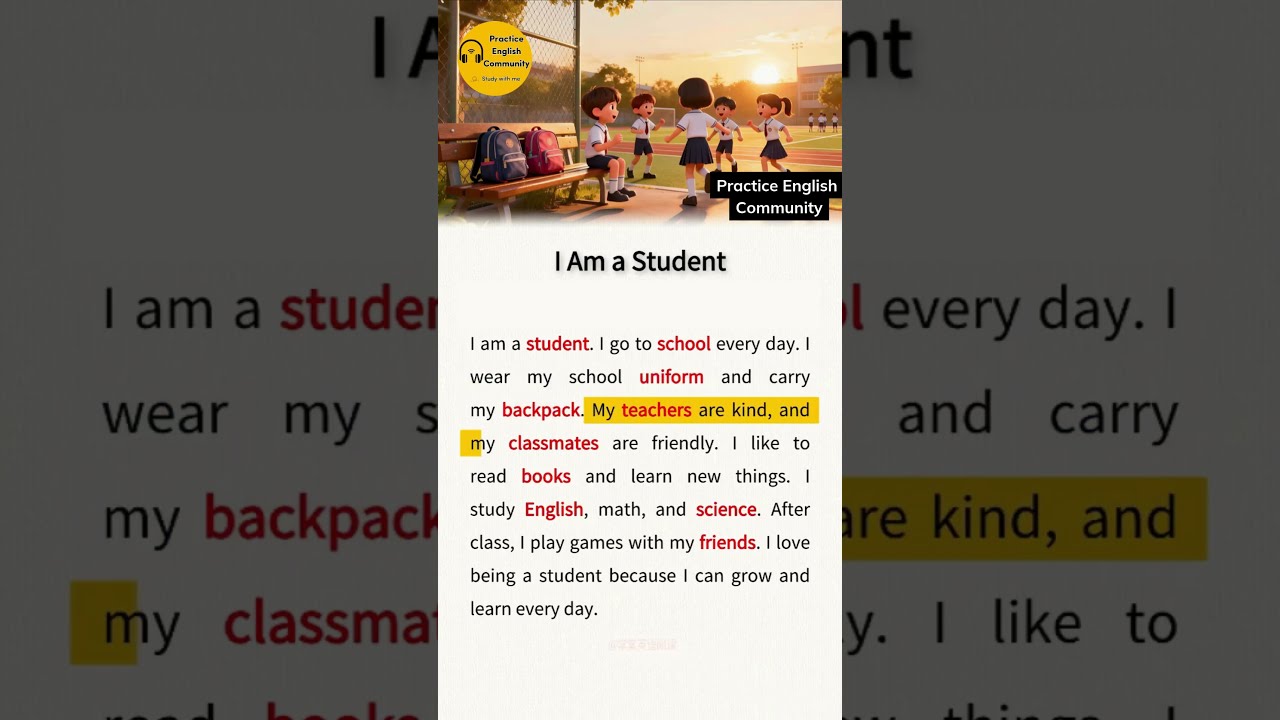 Practice Shadowing: English Listening Practice – I Am A Student | Short ...
