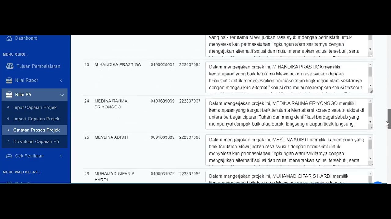 Pengisian Nilai P5 Pada Rapor Kurikulum Merdeka