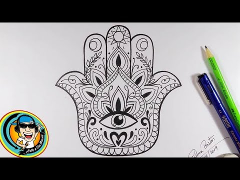 How To Draw A Hamsa Step by Step – I'm Youtuber – Follow my videos to ...