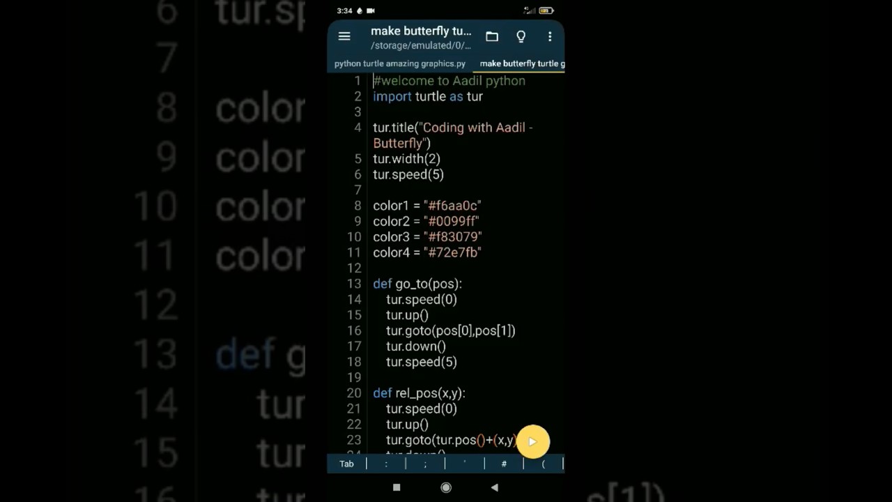 Turtle amazing graphic 2#butterfly #python #coding #turtle