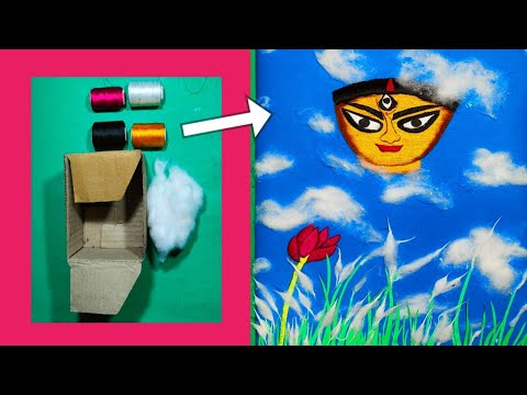 How To Draw Durga Maa At Home//Durga Maa Drawing With Silk Thread//RITAJA ART
