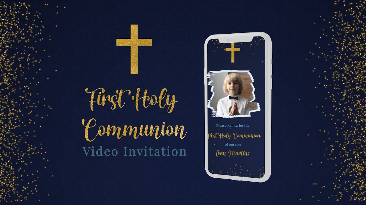 Blue and Gold | First Holy communion Video invitation