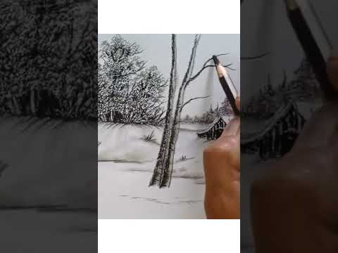 Drawing of dry tree without leaves // #shorts//