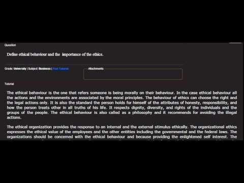 Define ethical behaviour and the importance of the ethics.