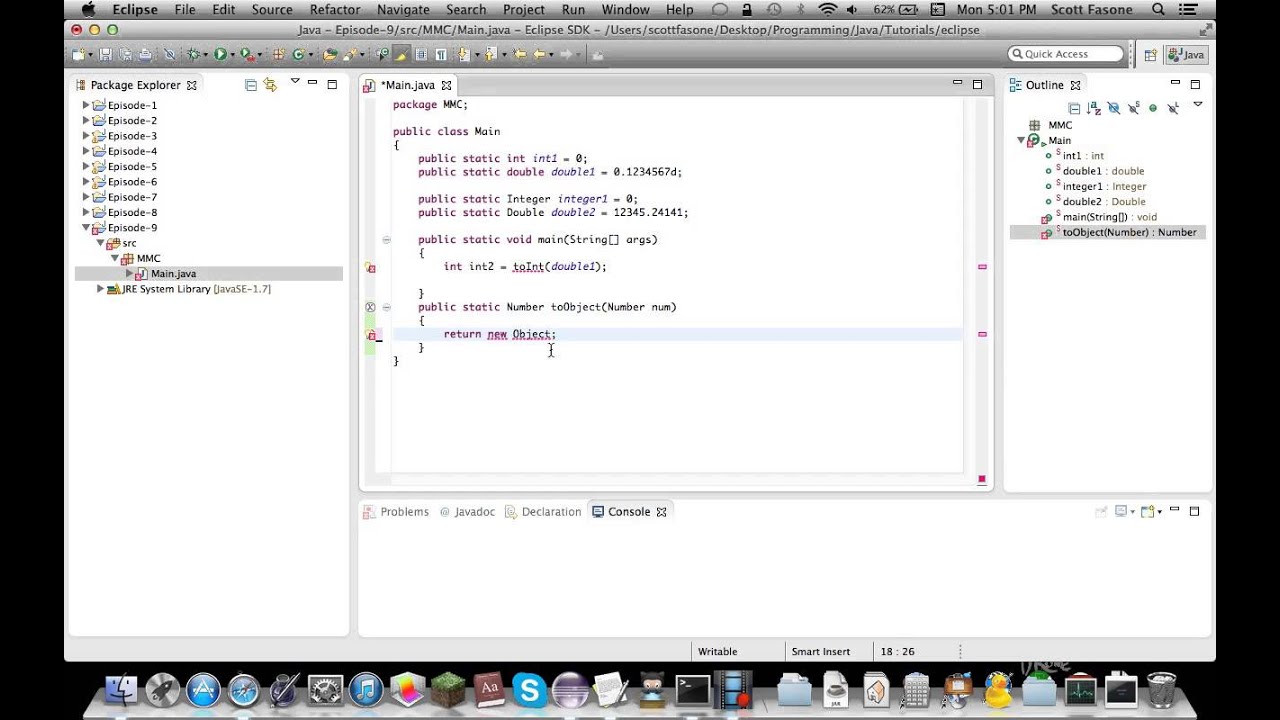 Java Tutorials: Episode 9 - Type Casting and Primitive Data Objects