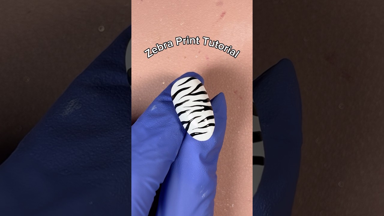 Zebra print tutorial! #nailtok #zebraprint #zebranails #nailtutorial #diynails #animalprintnails