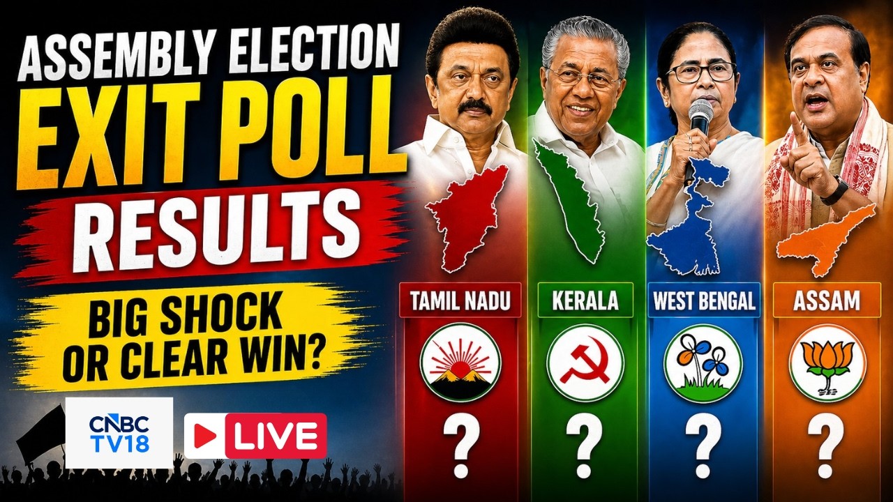 Exit Poll Results 2026 LIVE: Mega Exit Poll Results for West Bengal, Tamil Nadu, Kerala, Assam |N18L