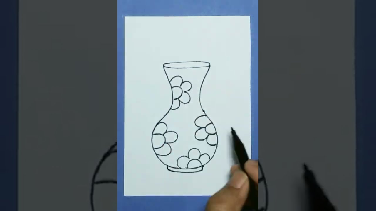 Cara Menggambar Vas Bunga Yang Mudah #shorts