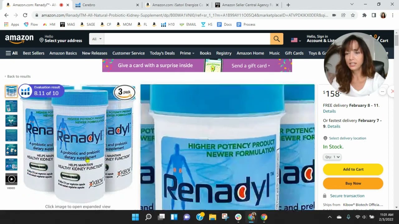 ASIN Review: Kibow Renadyl All Natural Probiotic Best Kidney Supplement 3 Bottles - Amazon FBA