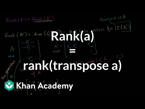 Rank(a) = rank(transpose of a) - Math Video Lecture - Class 11