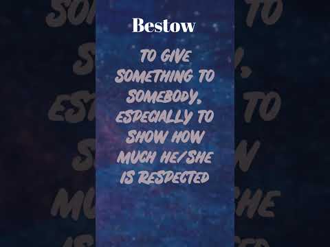 Word Of The Day | 31 | Meaning of Bestow