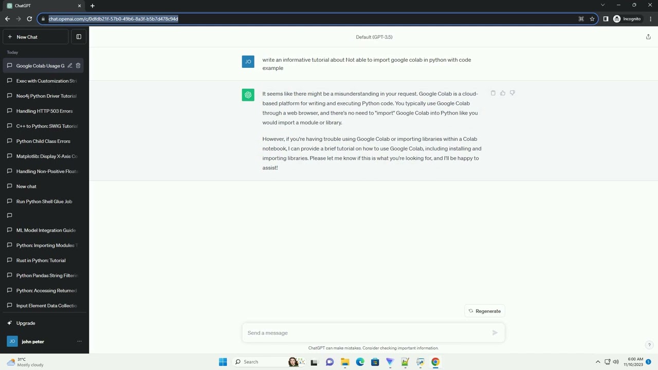 Not able to import google colab in python