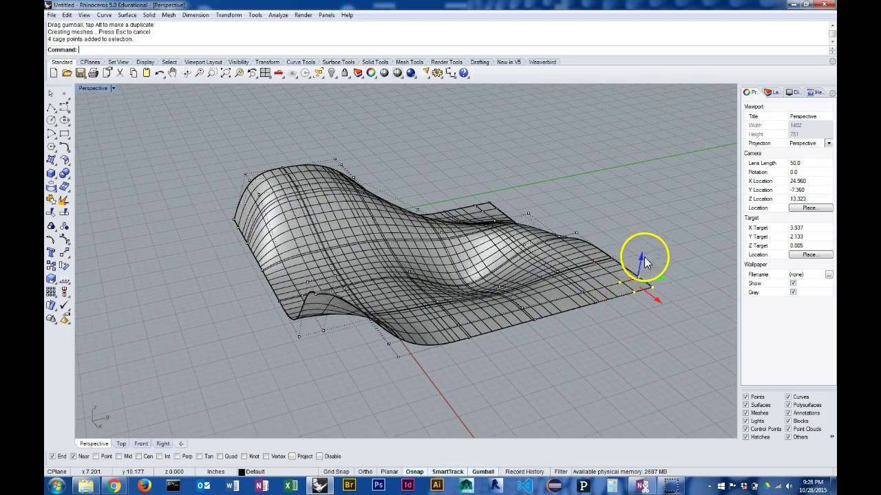 Rhino Tutorial: Distorting a Surface Using CageEdit