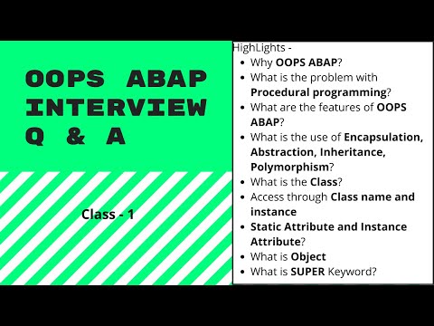 OOPS ABAP 1 | INTERVIEW QUESTIONS AND ANSWER | Static and Instance | SUPER | OBJECT