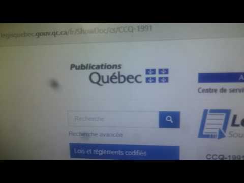 recherce du code civil sur le portail quebec