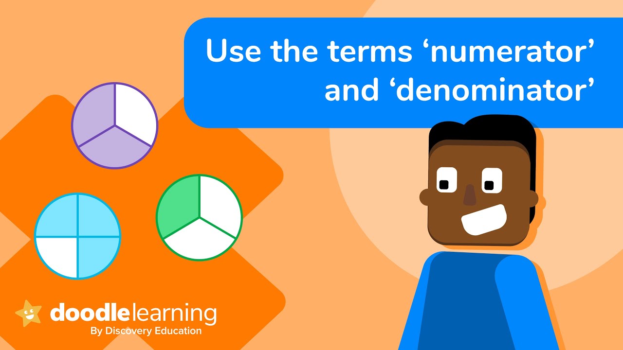Fractions: how to use the terms 'numerator' and 'denominator' | Maths for kids | DoodleLearning