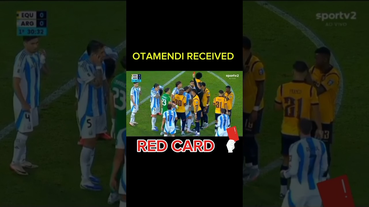 🔥 Otamendi Red Card! Sudden drama on the pitch! ⚽️🚨 #Otamendi #Argentina #RedCard #Football #Soccer