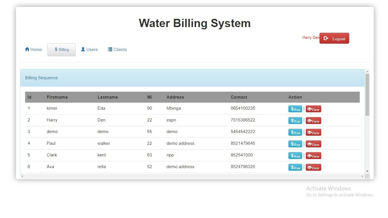 Water Billing System in PHP MySQL with Source Code