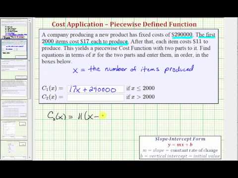 Ex: Determine a Piecewise Linear Cost Function | Math Help from ...