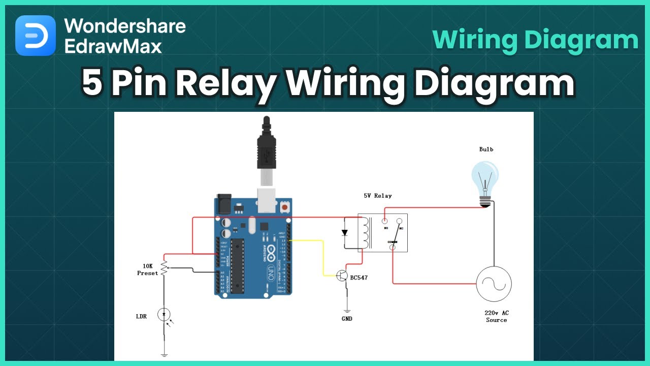 How to Draw 5 Pin Relay Wiring Diagram | EdrawMax Tutorial