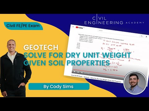 Civil FE/PE Exam - Geotech - Solve for Dry Unit Weight Given Soil Properties