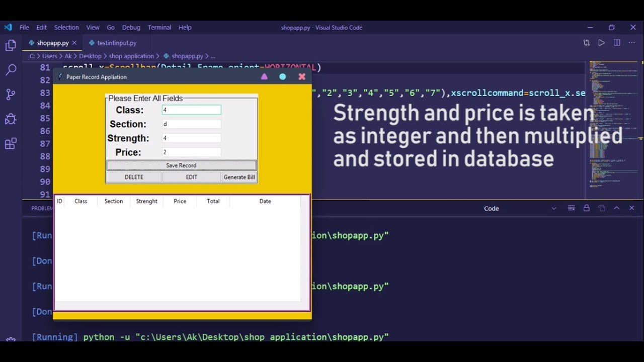 Python Simple Project with Database,Tkinter and ReportLab for generating PDF DEMO