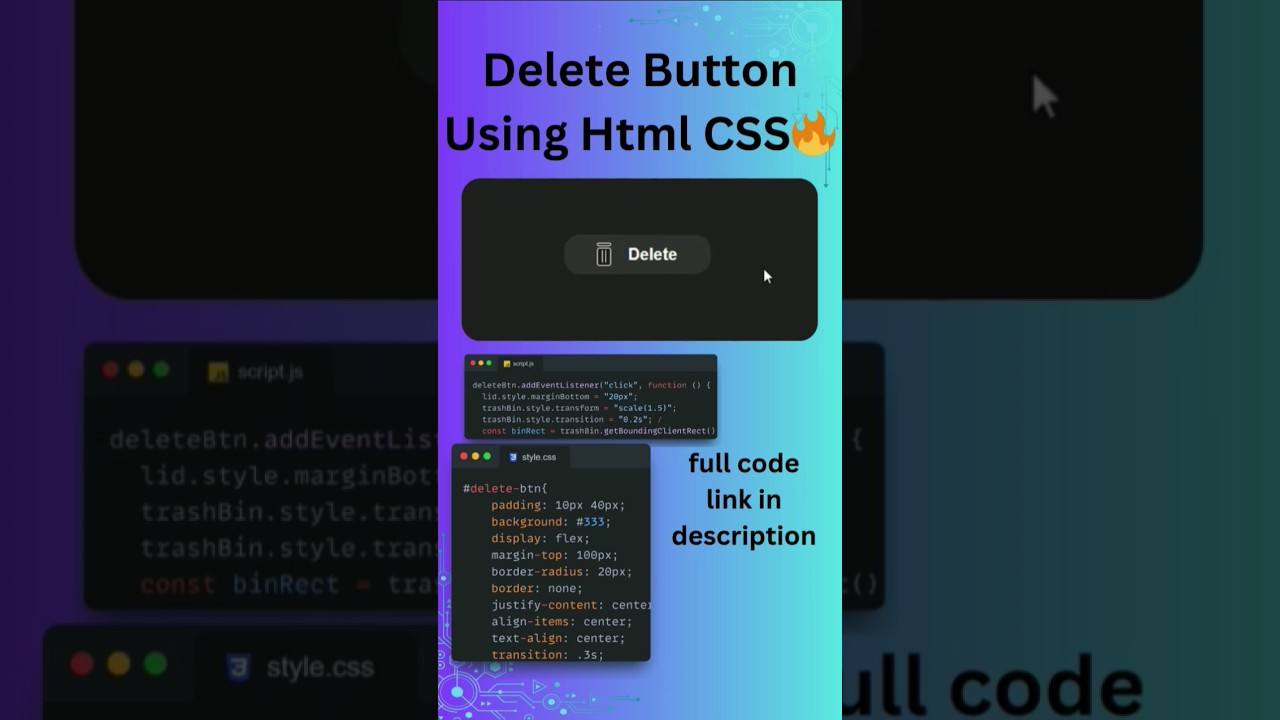 Delete button using html CSS🔥 #coding #cssanimation #htmlcss