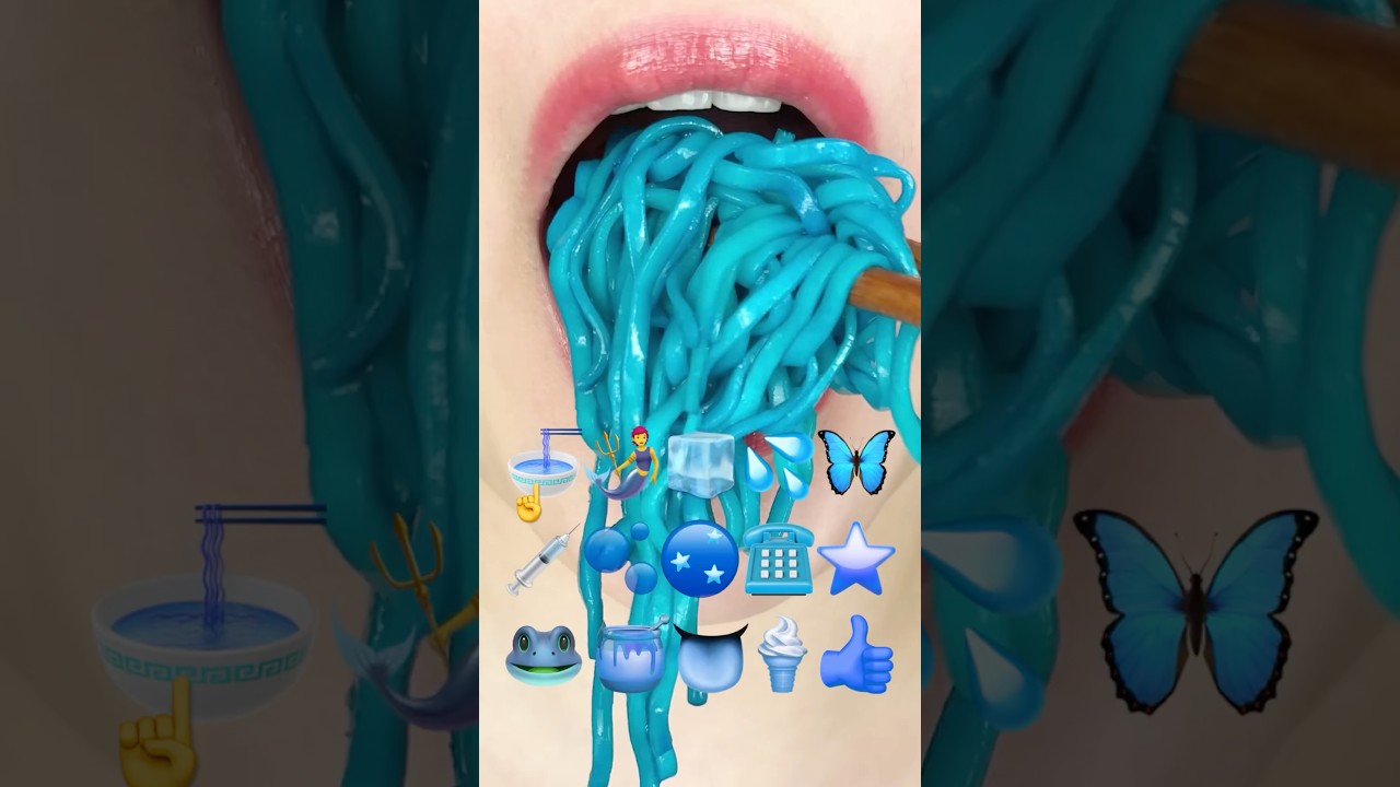 ASMR BLUE NOODLE 파란 라면 (eating sounds)