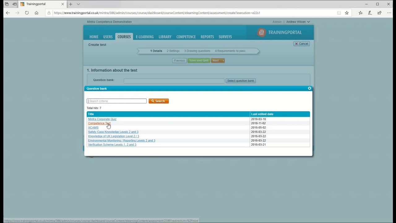 Adding eLearning, assessment or survey to course