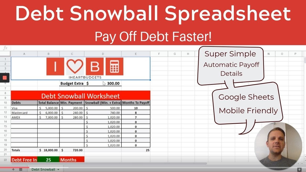 Simple Debt Snowball Spreadsheet (Mobile Friendly)