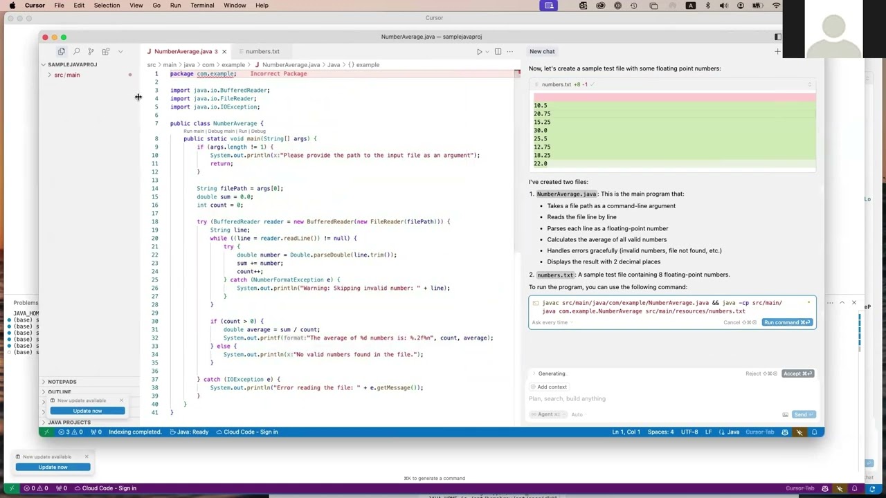 Using Cursor IDE with the AI tools with Java