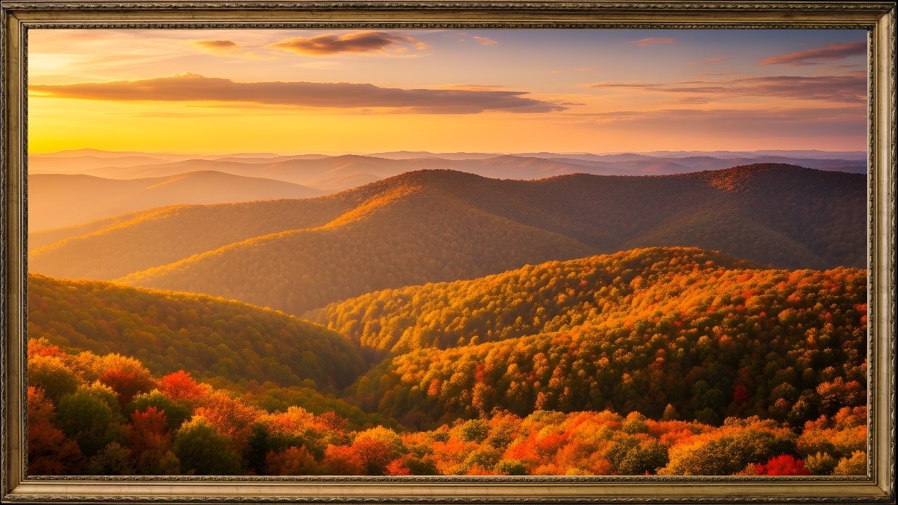 Golden Autumn Mountains 🍂 Peaceful Fall Landscape 4K TV Wallpaper