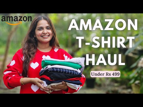 Amazon T-shirts Haul Under Rs 499 | Amazon Sale Haul | English Subtitles| Aiswarya Raj