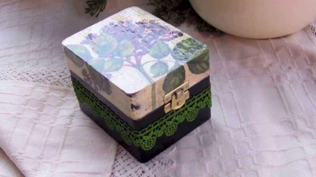 Decoupage tutorial DIY  - box with dyed lace