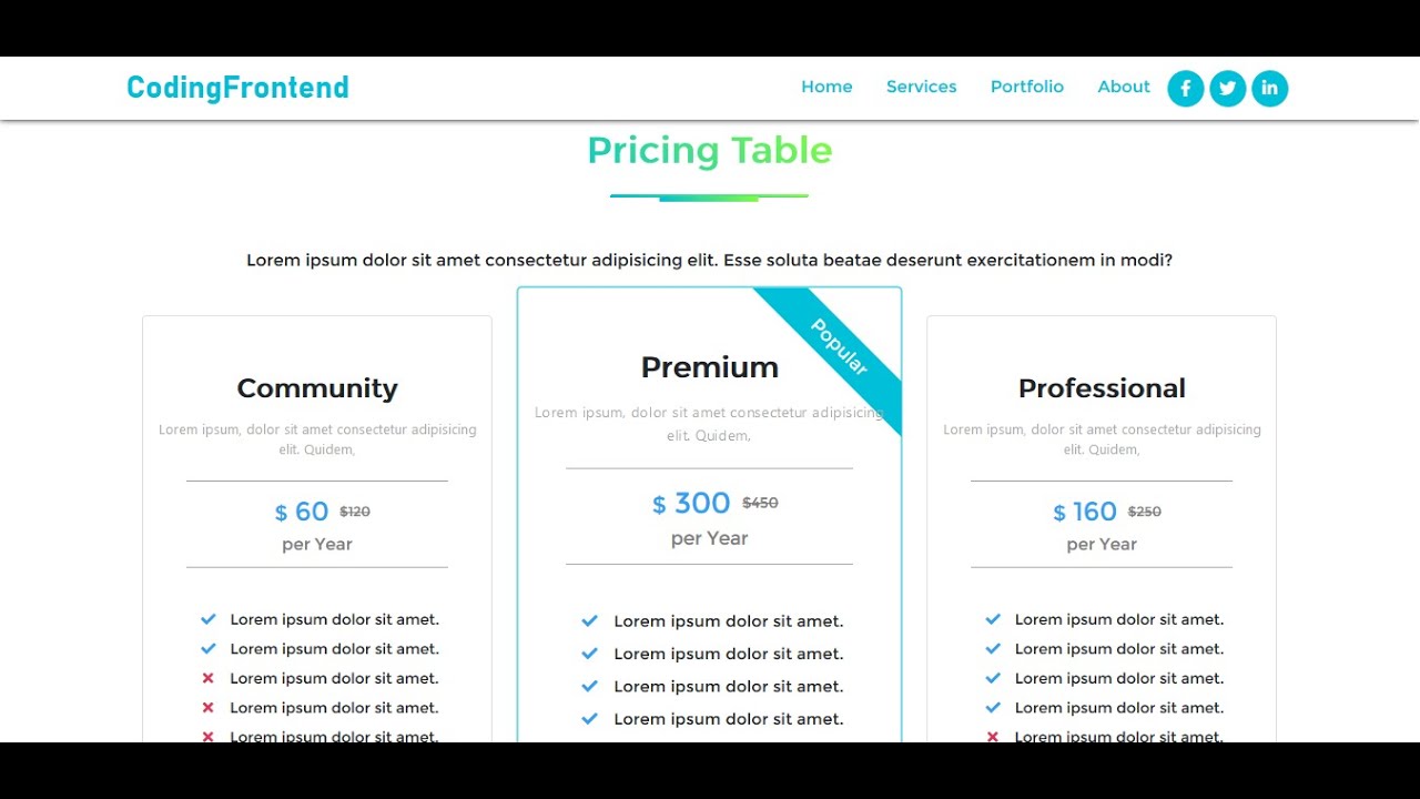 #4 Responsive Pricing Table with hover effect using Bootstrap [source code available]
